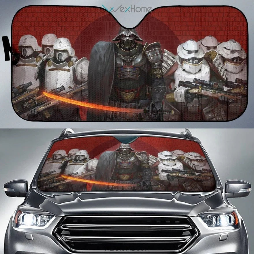 SW Car Sun Shade Samurai Darth Vader Army Winshield Sun Shade Black Wh ...