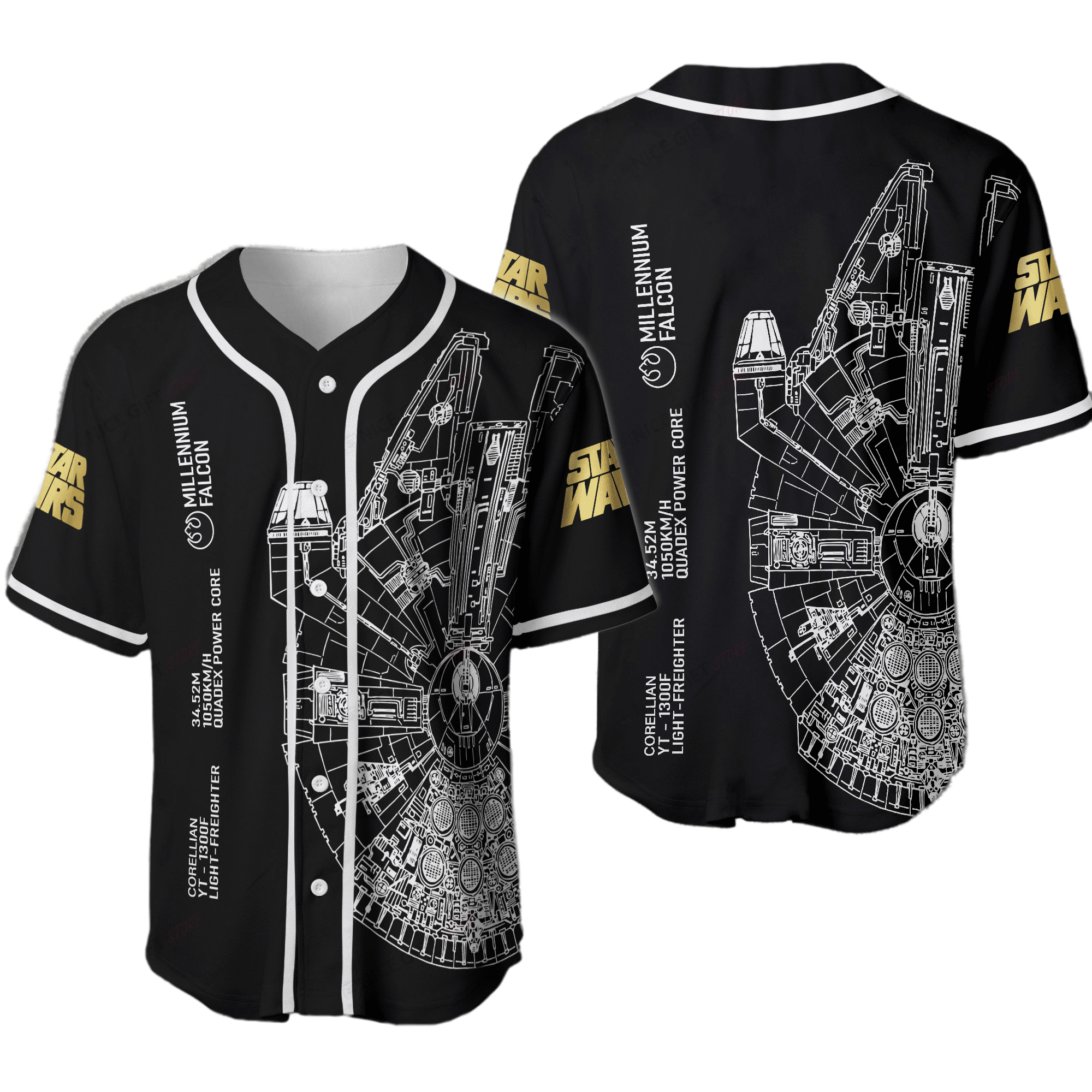 Star Wars Jersey Star Wars Millennium Falcon Design Sketch Black Jerse ...