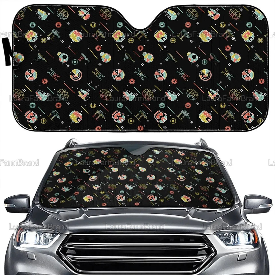 SW Car Sun Shade SW Battle Space Ship Pattern Winshield Sun Shade Blac ...