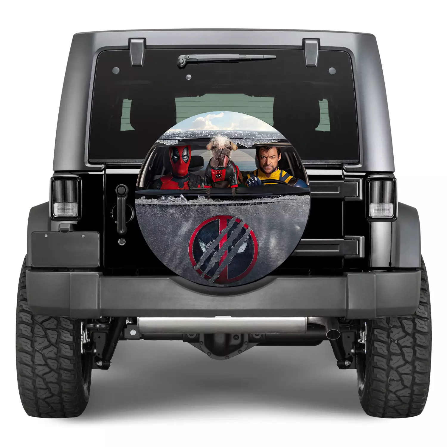 Deadpool Spare Tire Cover MV Deadpool Wolverine And Dogpool In Car Tir ...