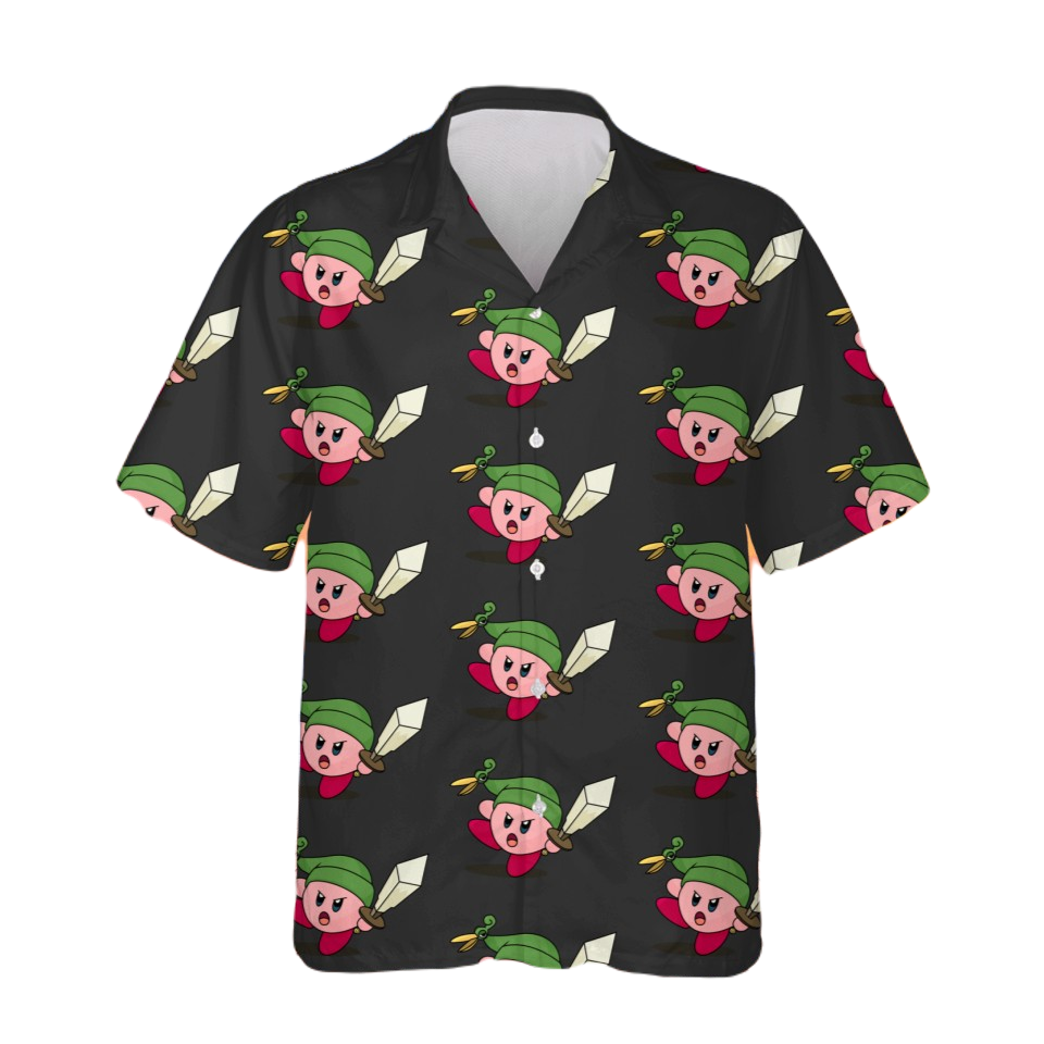 Kirby Hawaii Shirt Kirby As Link Pattern Hawaiian Shirt Black Unisex ...