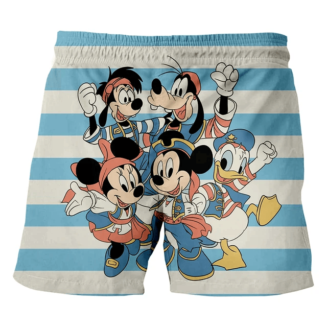 DN Shorts DN Characters In Ship 's Crew Uniform Beach Shorts Blue Whit ...