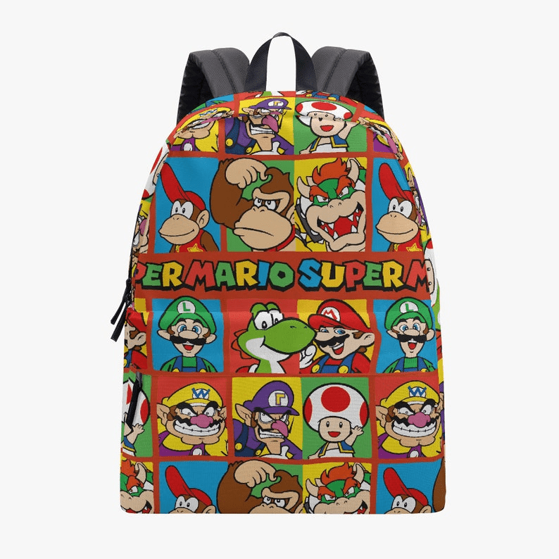 Mario Backpack All Super Mario Characters Pattern Backpacks Colorful ...