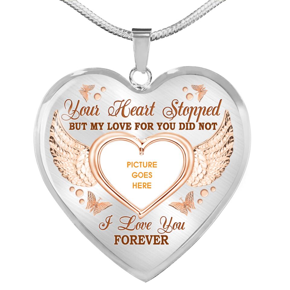 Personalized Memorial Heart Necklace Your Heart Stopped Custom Memoria ...