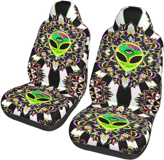 Alien Car Seat Covers Trippy Acid Alien The Third Eye Seat Covers Blac ...