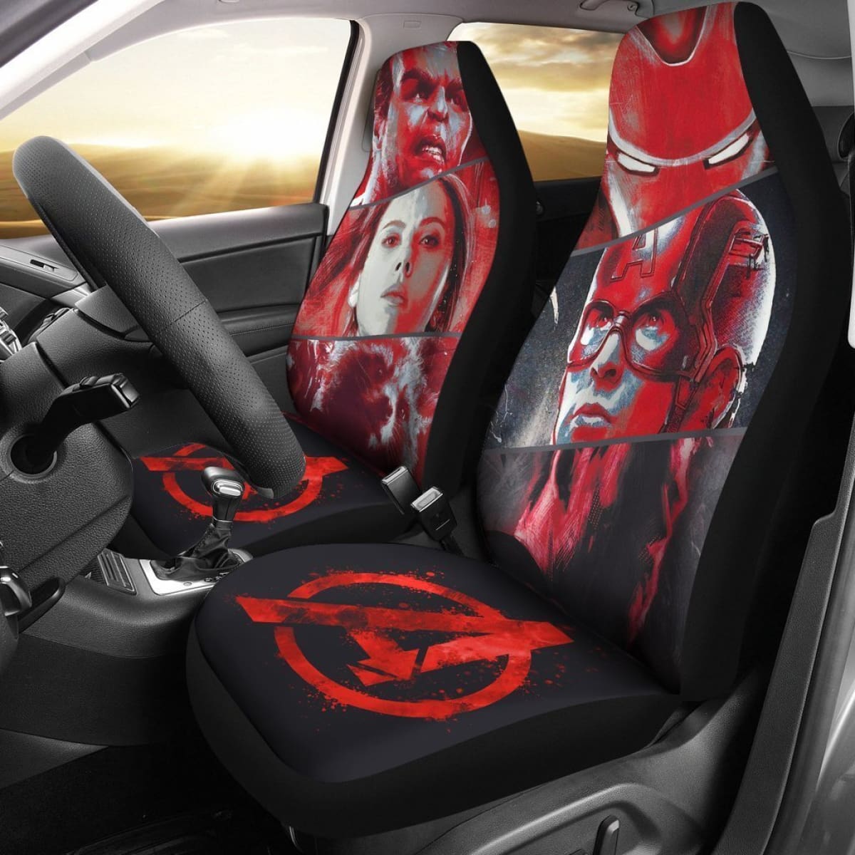 MV Car Seat Covers The Original Avengers Graphic Seat Covers Red Gray ...