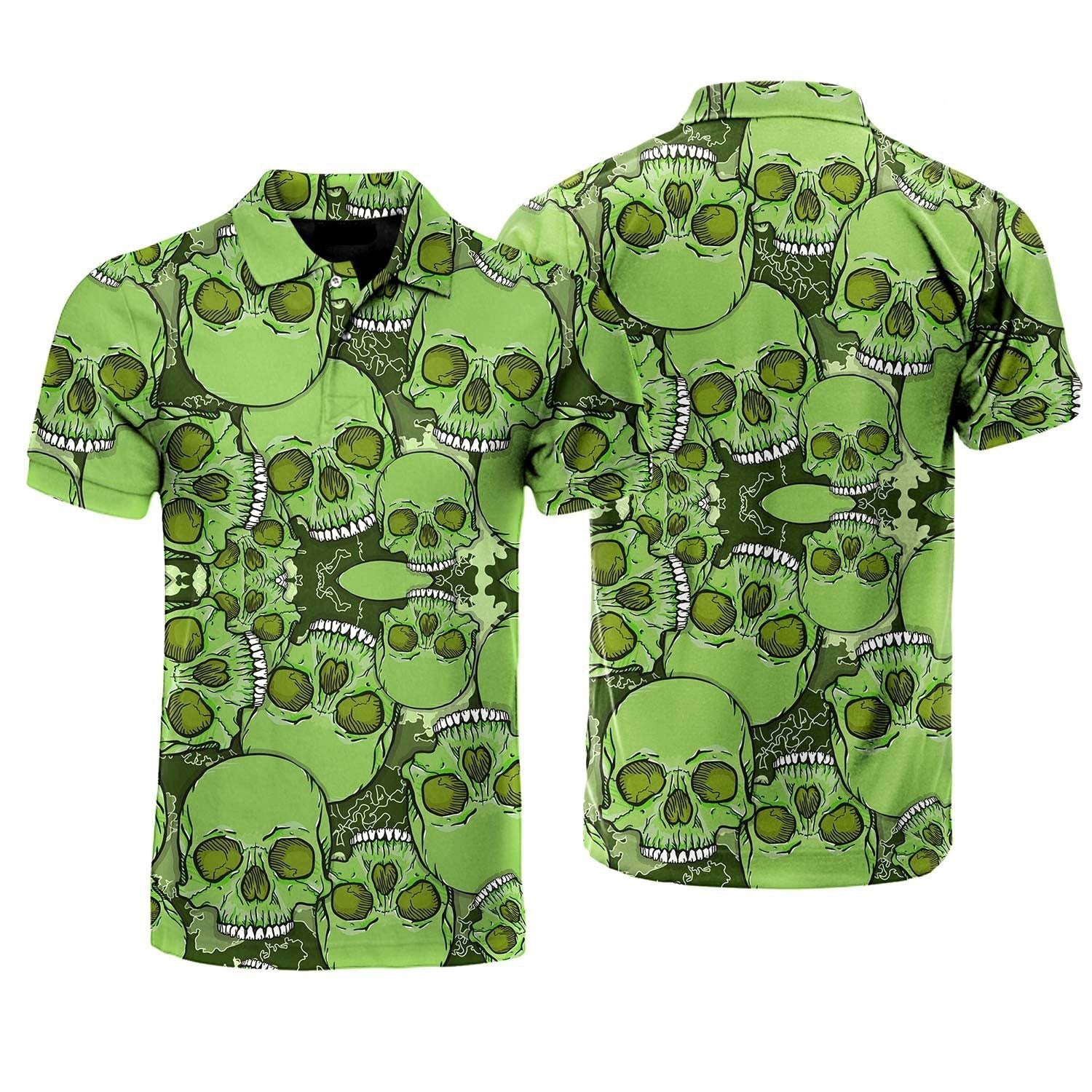 Skull Polo Shirt Scary TeethvCamouflage Skull Boys Polo Shirts Green ...