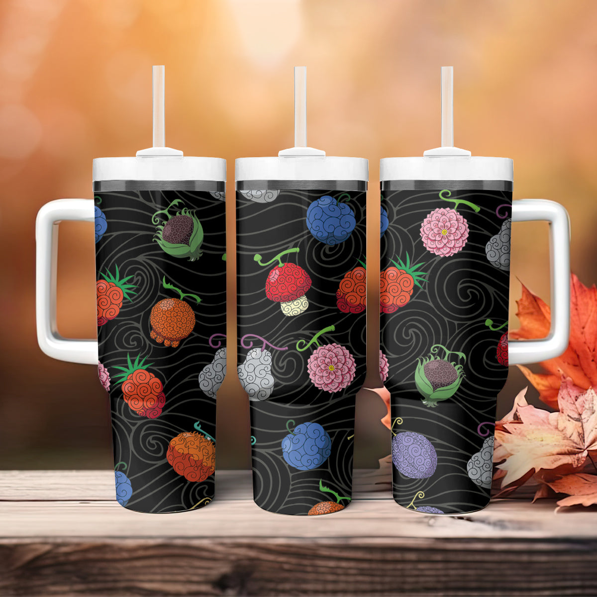 One Piece 40 Oz Tumbler One Piece Devil Fruits Pattern Tumbler 40 Oz B ...