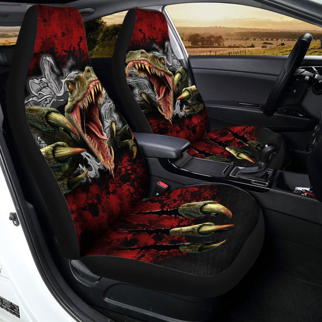 Dinosaur Car Seat Covers Dinosaur Raptor Tearing The Wall Seat Covers ...