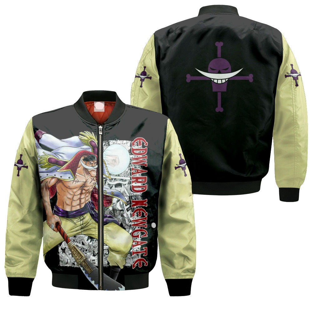 One Piece Bomber Jacket Edward Newgate Graphic Jolly Roger Symbol Bomb ...
