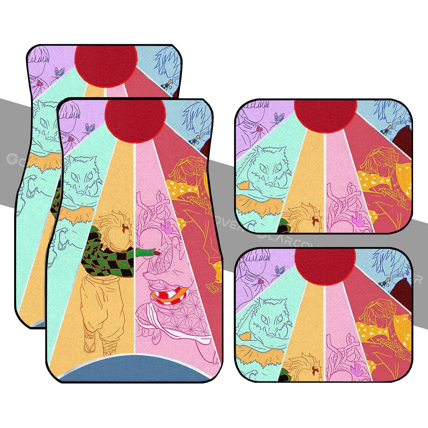 Demon Slayer Car Mats Hanafuda Demon Slayer Car Floor Mats Demon Slaye ...