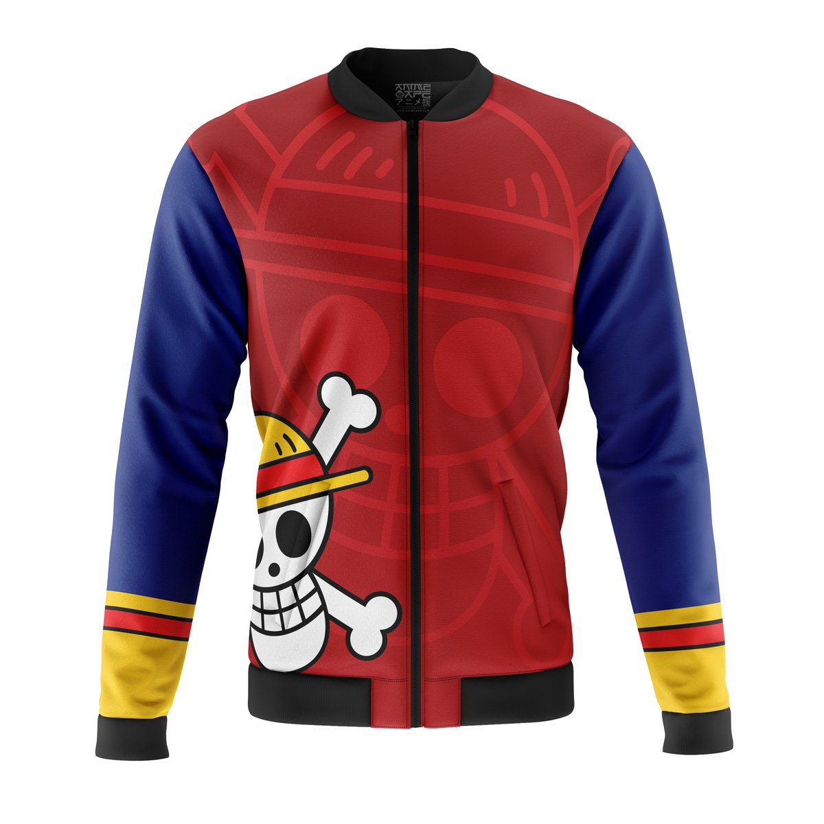One Piece Bomber Jacket Luffy Straw Hat Jolly Roger Bomber Red Blue Un ...