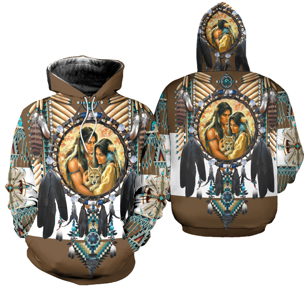 Native American Hoodie Indian Tribe Native American Couple Hoodie Brow ...
