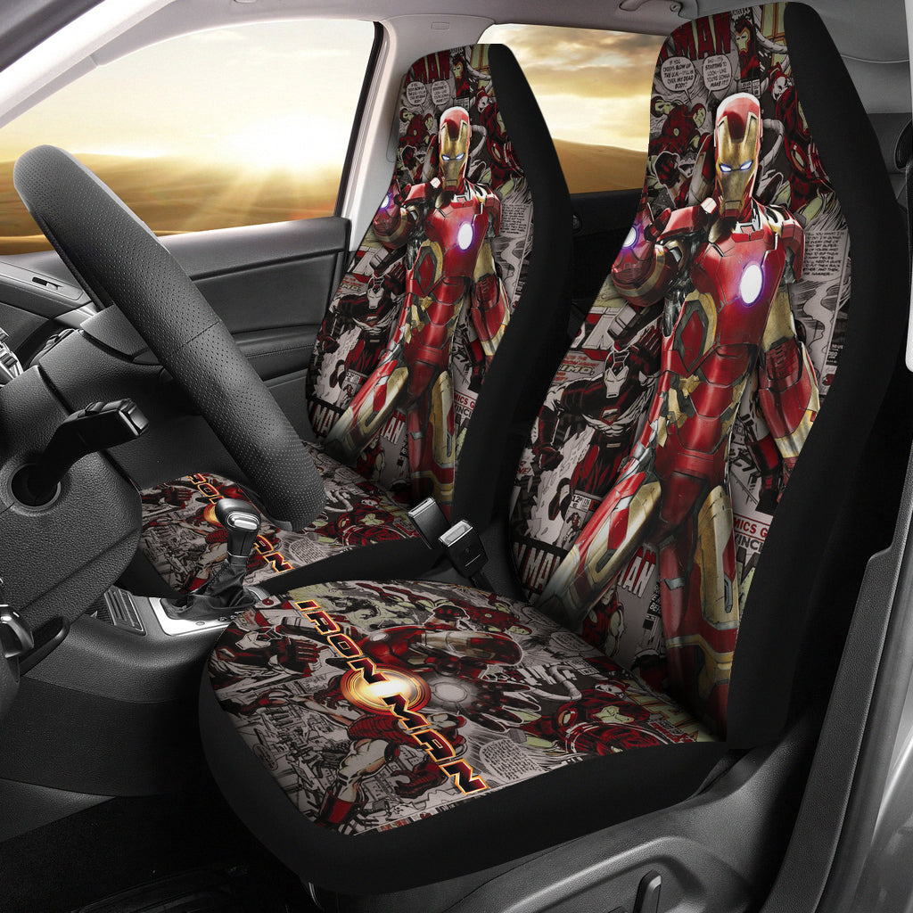 Iron Man Car Seat Covers Iron Man Graphic Comic Pattern Seat Covers Re ...