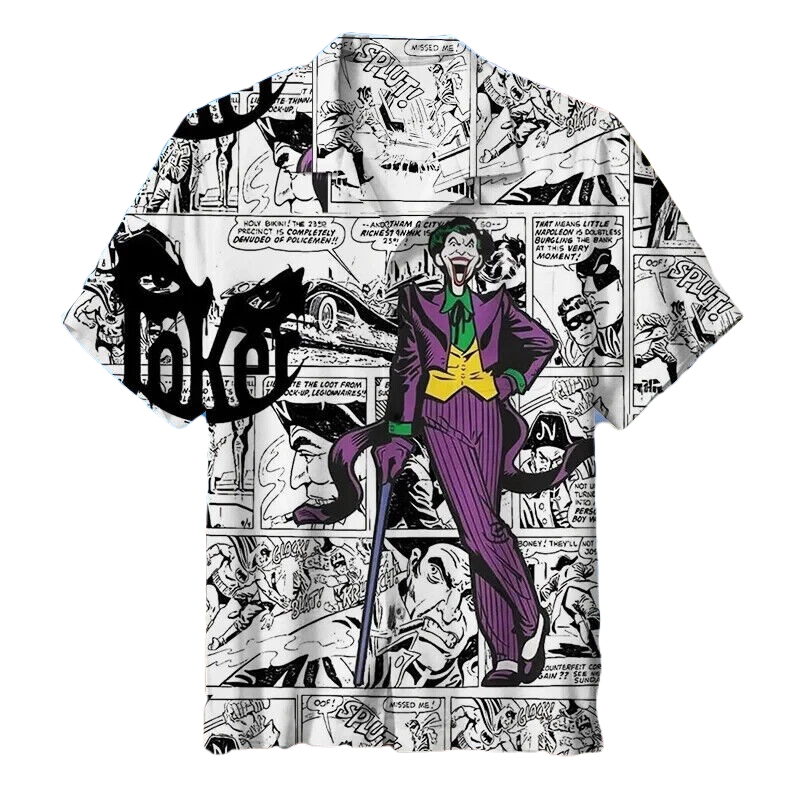 Joker Hawaii Shirt DC Joker Graphic Comic Pattern Hawaiian Shirt White ...