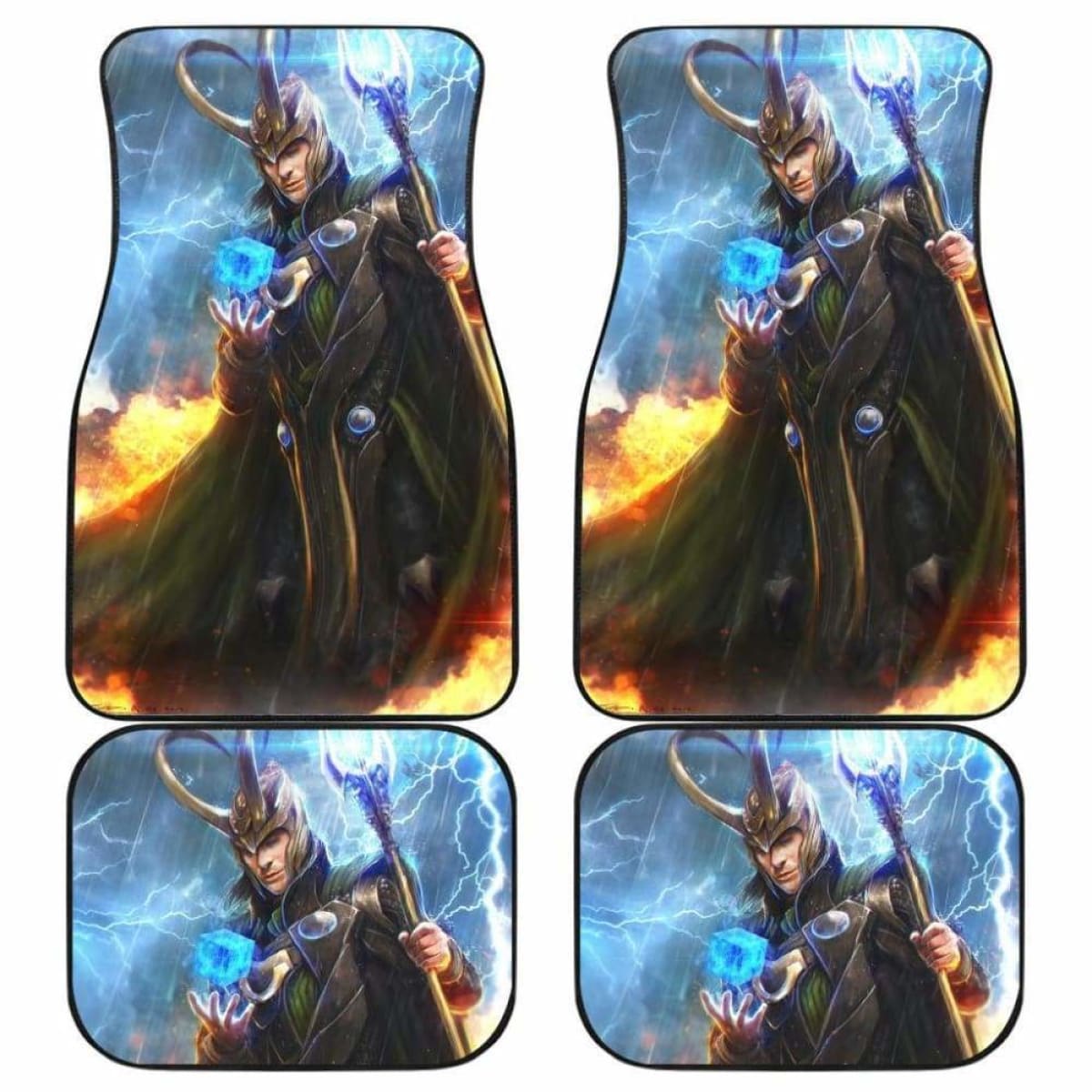 MV Car Floor Mats Loki With Scepter And Tesseract Graphic Car Mats ...