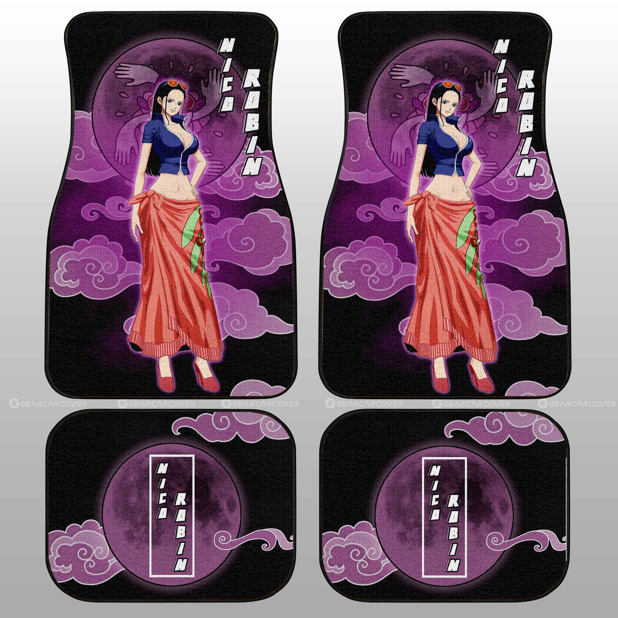 One Piece Car Mats Nico Robin Graphic Cloud And Moon Pattern Car Floor ...