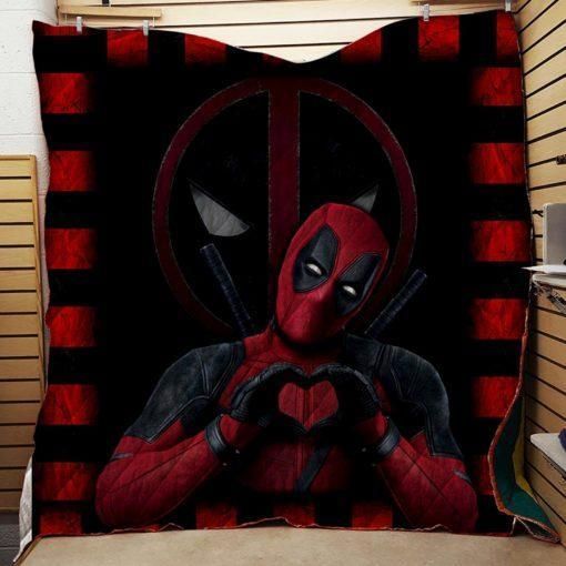 Deadpool Blanket Deadpool Making Heart Sign Blanket Red Black – Unifinz