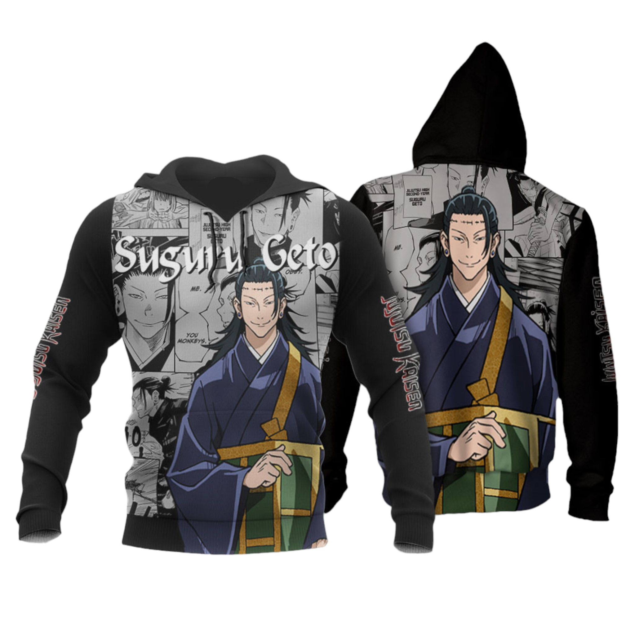 Jujutsu Kaisen Hoodie Suguru Geto Character Manga Pattern Hoodie Black ...
