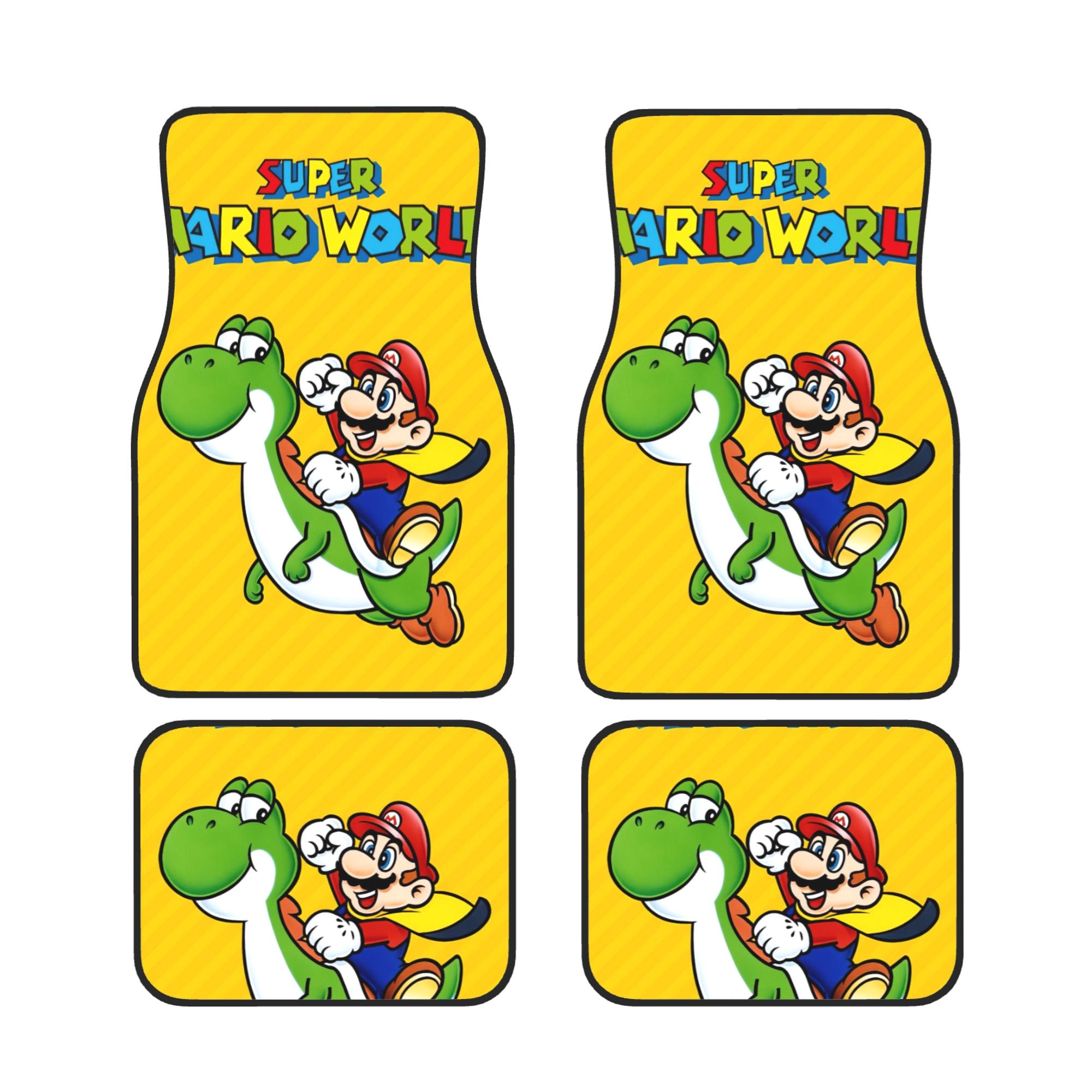 Mario Car Mats Super Mario World Mario Rides Yoshi Car Floor Mats Yell ...