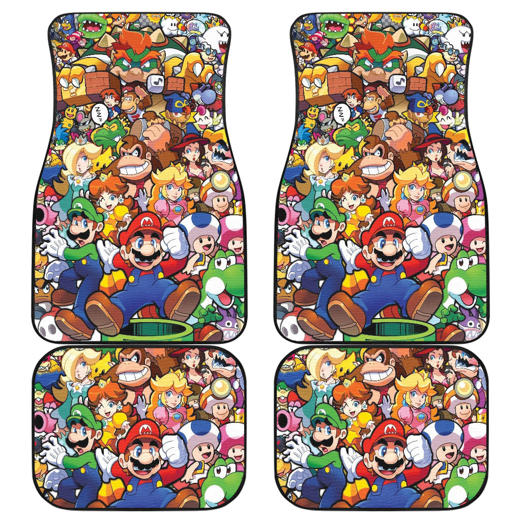 Mario Car Mats All Of Super Mario Bros Characters Doodle Pattern Car F ...