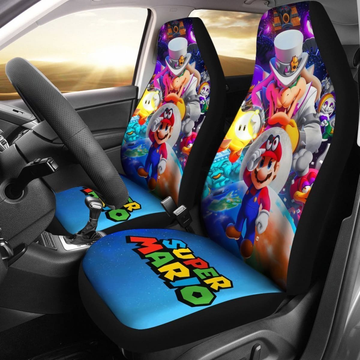 Mario Car Seat Covers Super Mario Against Bowser Seat Covers Colorful ...