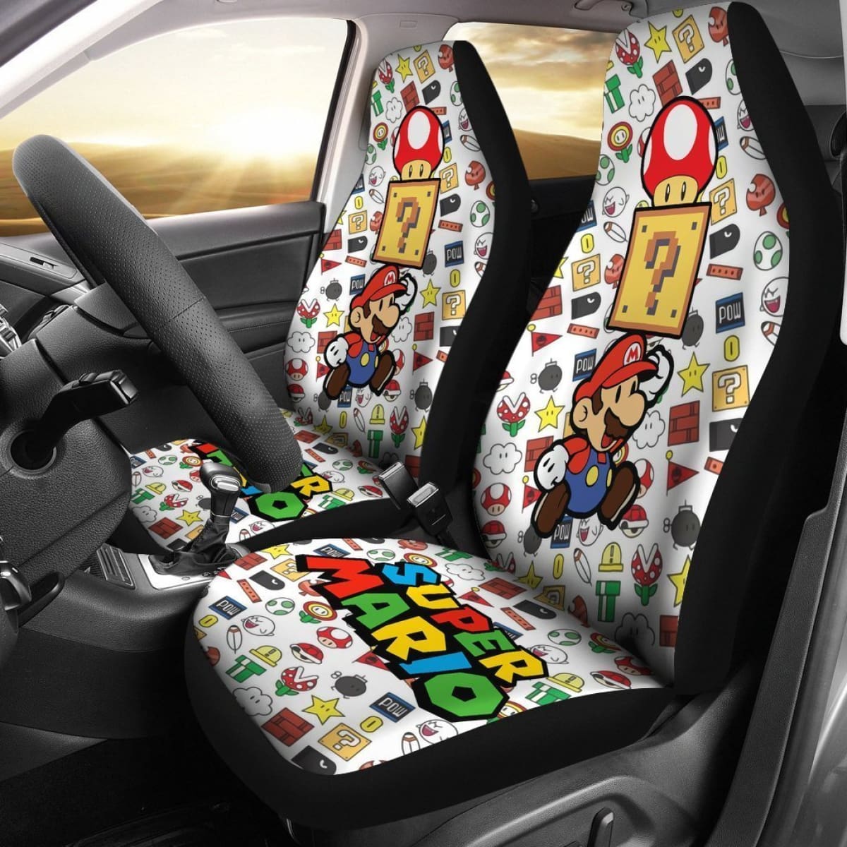 Mario Car Seat Covers Super Mario And Hidden Reward Seat Covers Colorf ...