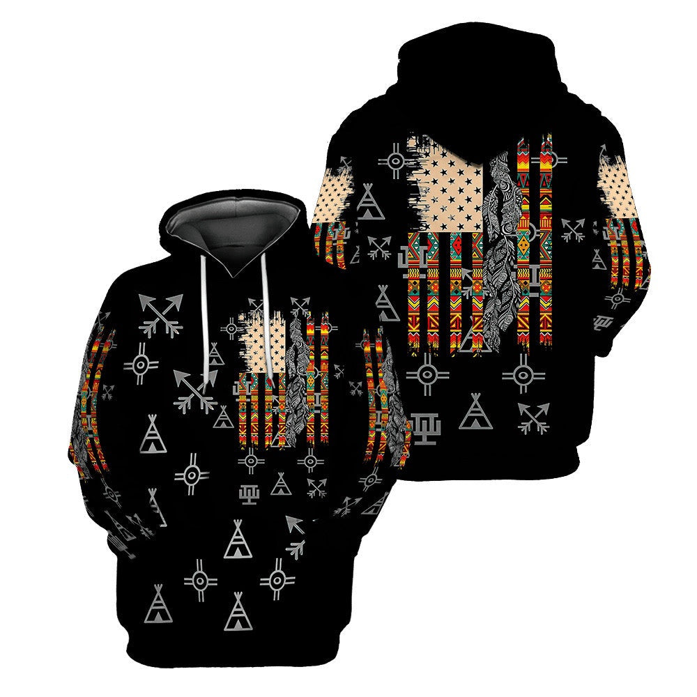 Native American Hoodie Native American Tribal Symbols Pattern Hoodie B ...