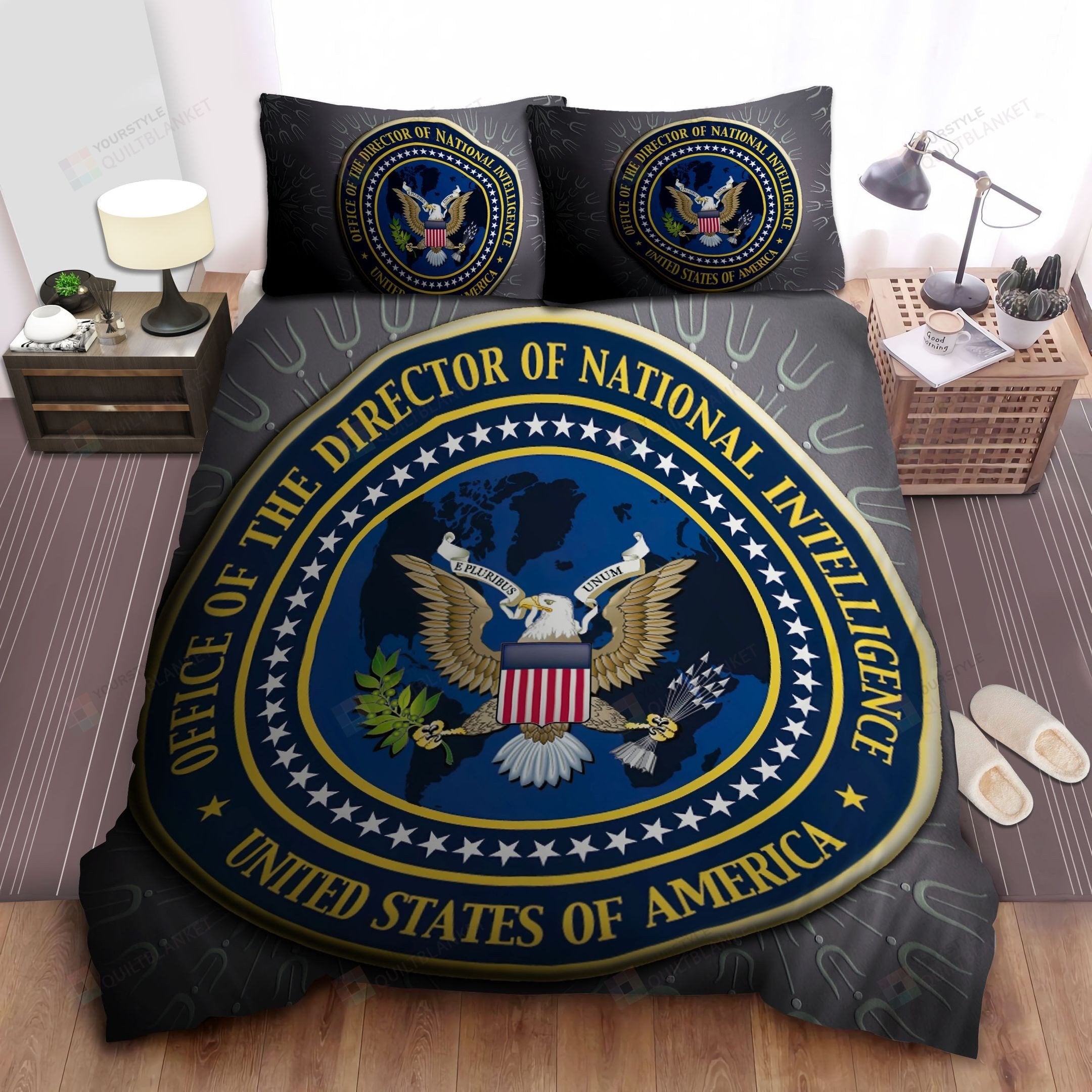 Veteran Bedding Set US Navy Crest Symbol Graphic Duvet Covers Gray Blu ...