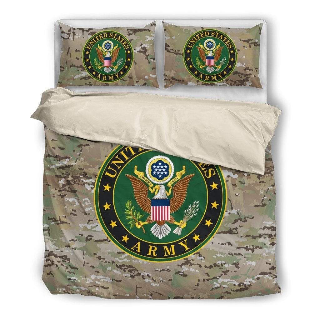 Veteran Bedding Set United States Army Symbol Camo Pattern Duvet Cover ...