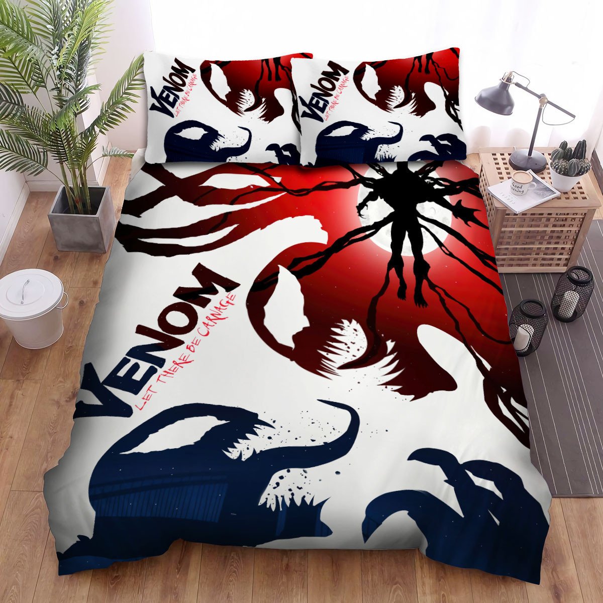 Venom Bedding Set MV Venom Fighs Carnage Silhouette Duvet Covers Red W ...