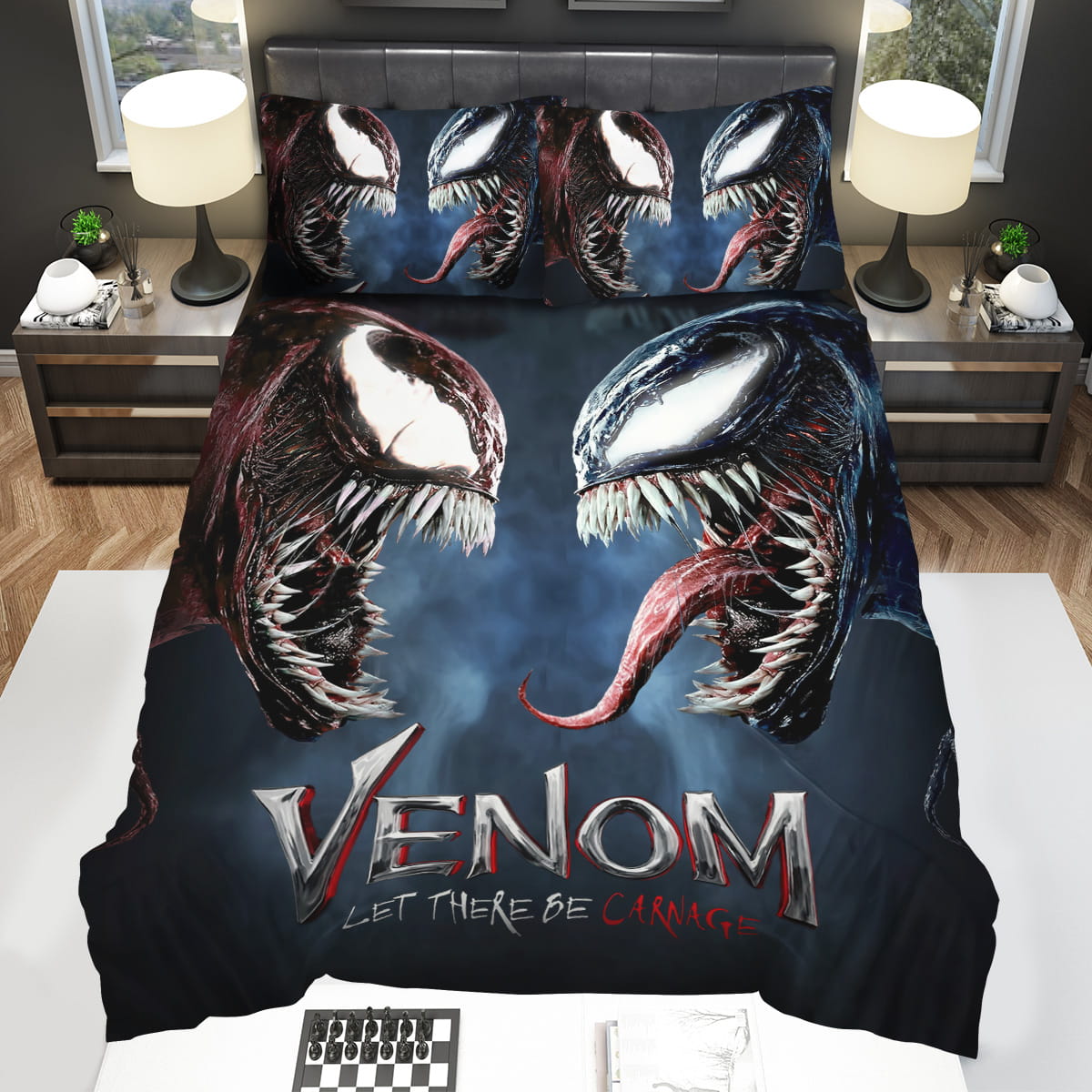Venom Bedding Set MV Venom Let There Be Carnage Duvet Covers Gray Uniq ...