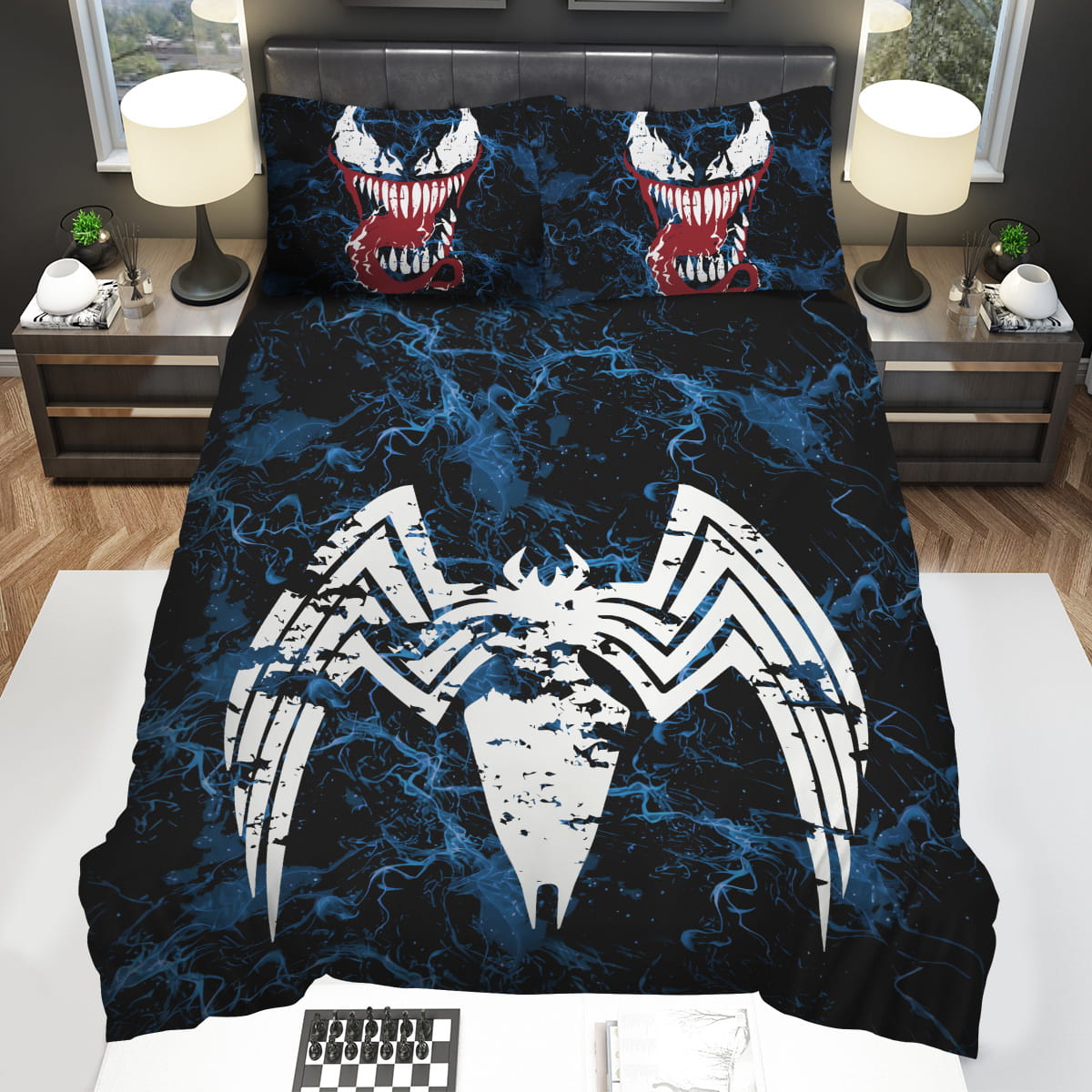 Venom Bedding Set MV Venom Spider Symbol Duvet Covers Black Blue Uniqu ...