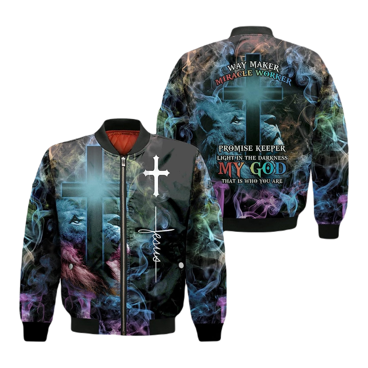 Jesus Bomber Jacket Way Maker Miracle Worker Jesus Bomber Colorful Uni ...