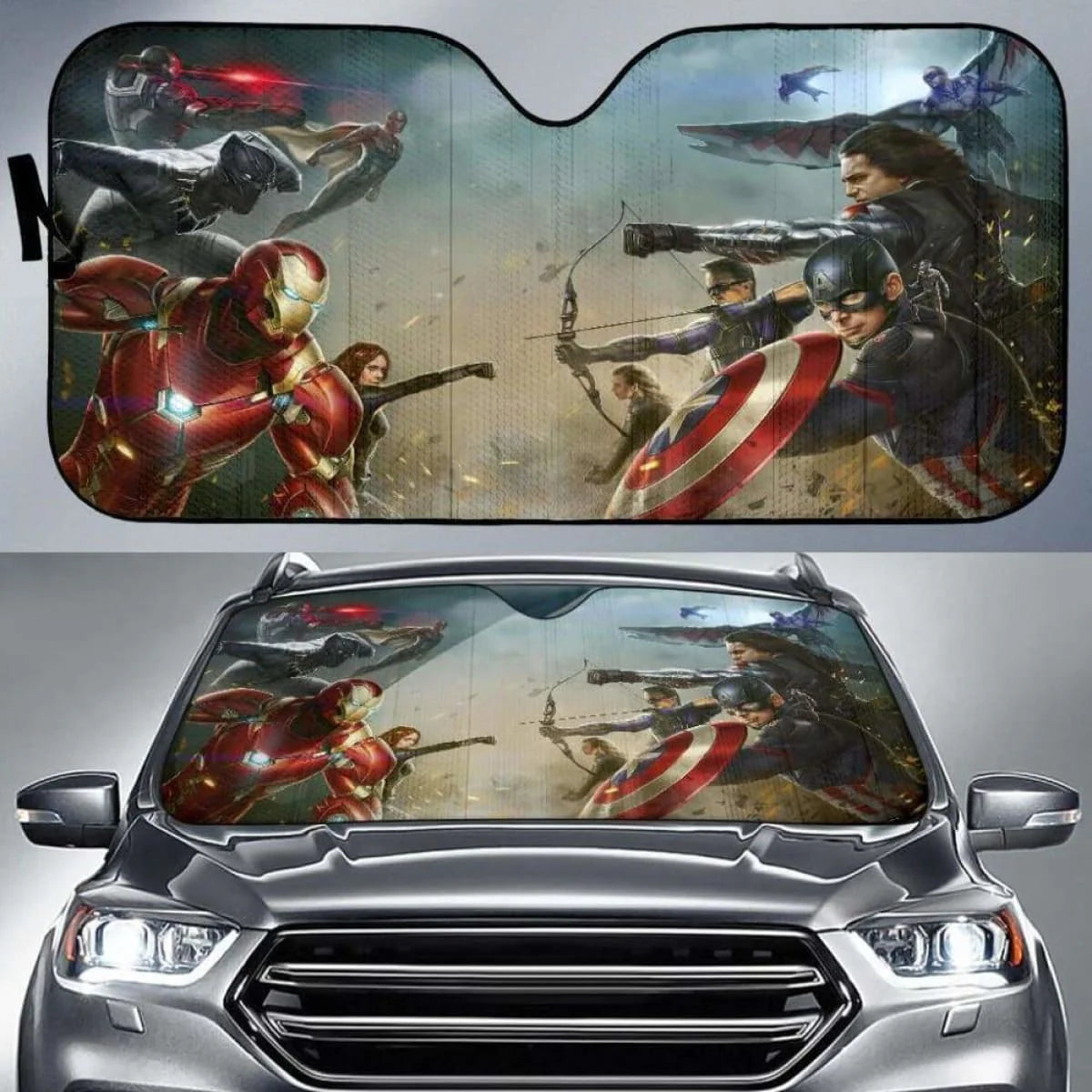MV Car Sun Shade Civil War Avengers Heroes Fight Winshield Sun Shade C ...