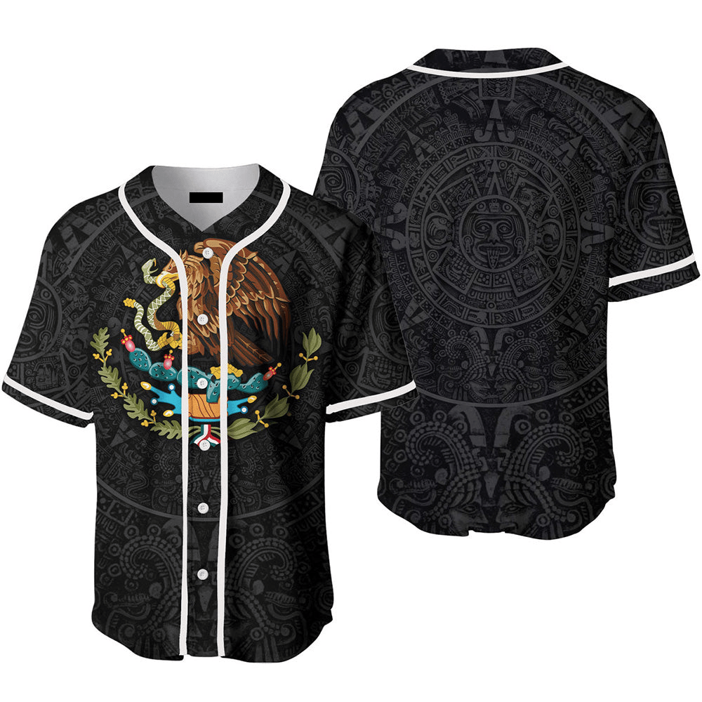 Mexican Baseball Jersey Mexican Aztec Warrior Jersey Shirt Black Unise ...