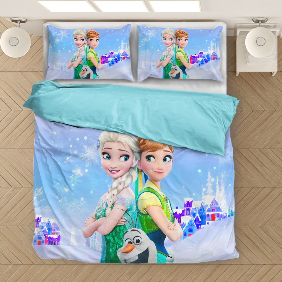 Frozen Bedding Set DN Anna And Elsa With Olaf Graphic Duvet Covers Col ...