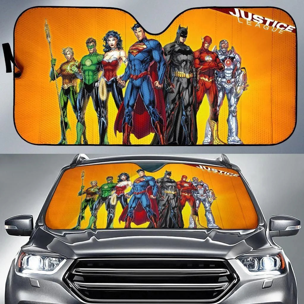 DC Car Sun Shade All Justice League Characters Winshield Sun Shade Col ...