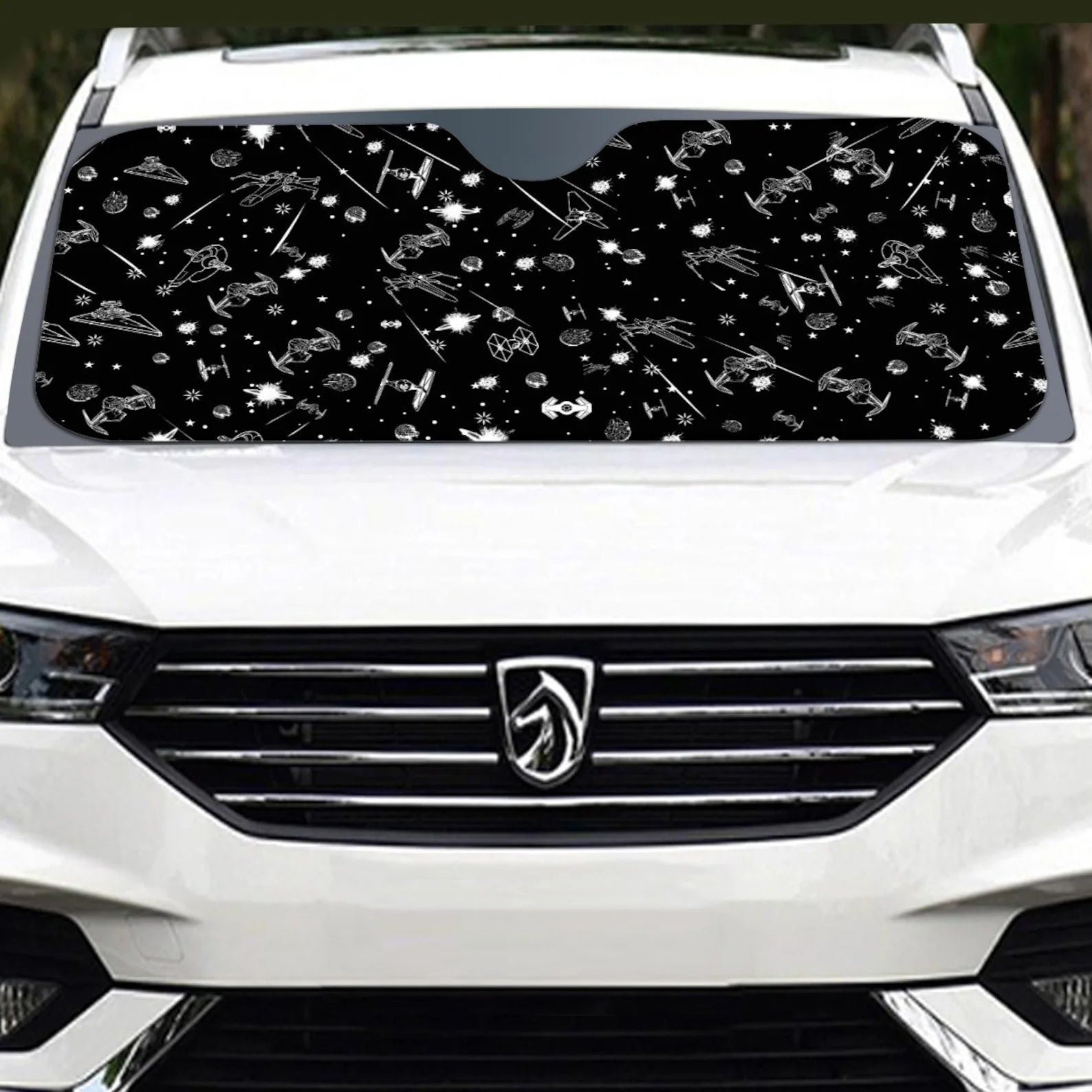SW Car Sun Shade Epic Space Battle Pattern Winshield Sun Shade Black ...