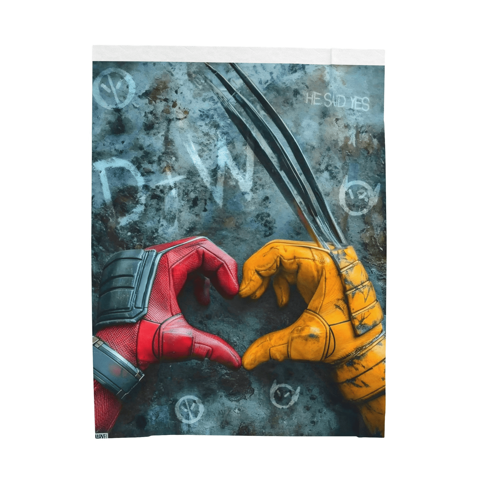 Deadpool Blanket Deadpool And Wolverine Heart Hands Blanket Red Yellow ...