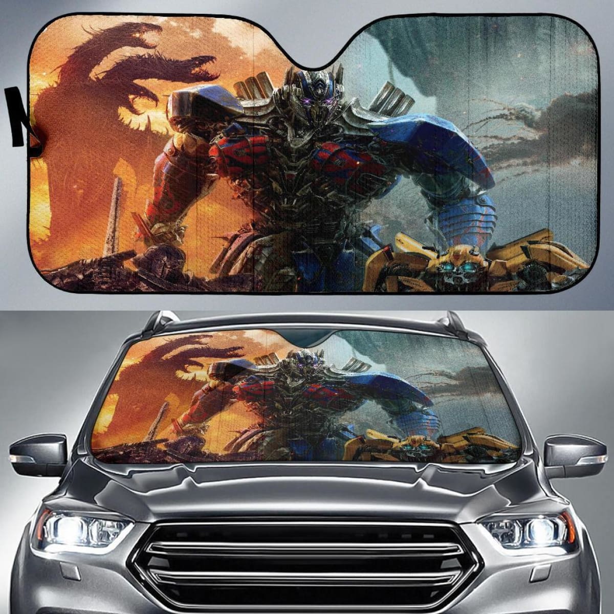 Transformer Car Sun Shade Optimus Prime Transformers In Battle Winshie ...