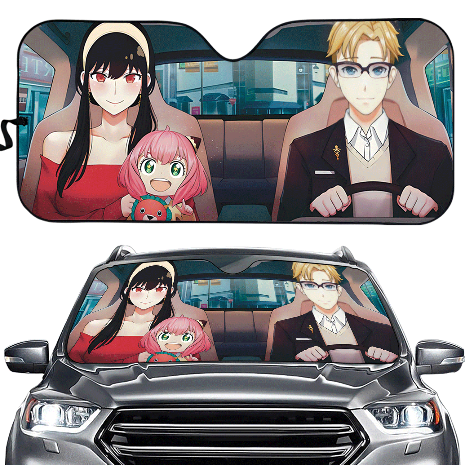 SpyxFamily Car Sun Shade Yor Anya And Loid Driving Winshield Sun Shade ...