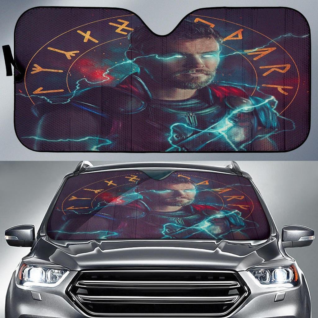 Unifinz MV Thor Windshield Shade Thor God Of Thunder Car Sun Shade MV