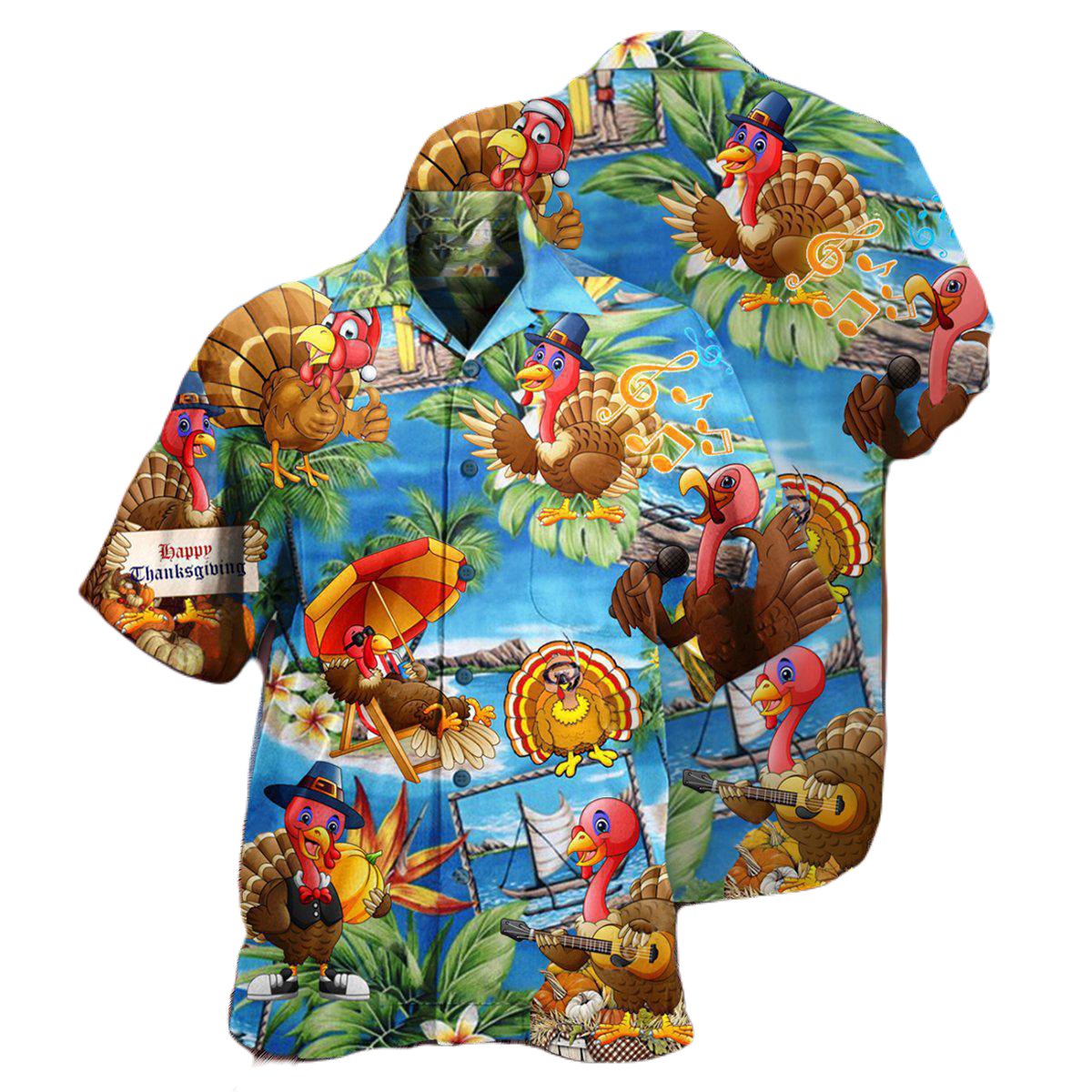 Thanksgiving Hawaii Shirt Turkey Thanksgiving Beach Ocean Aloha Shirt ...