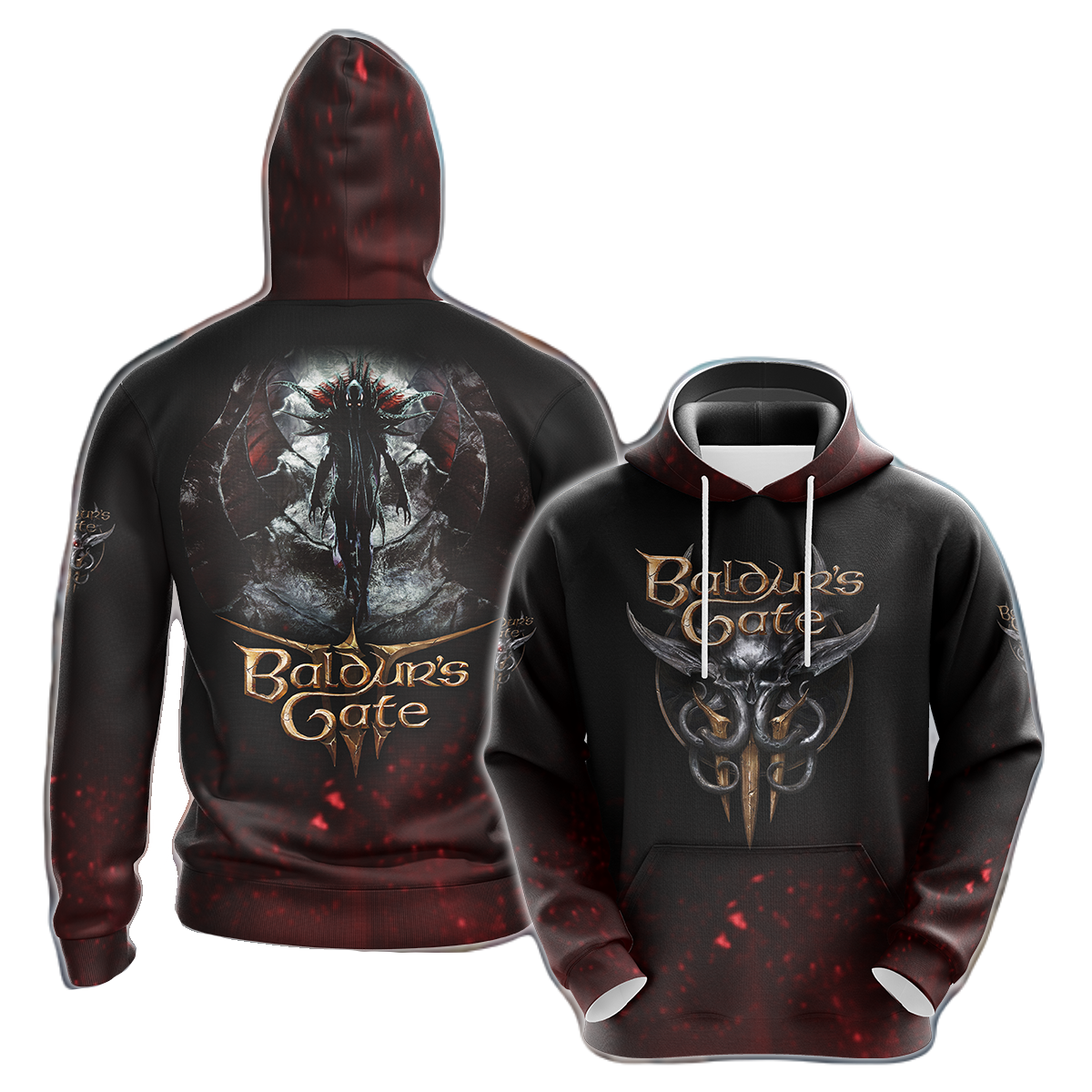 Baldur's Gate Hoodie Baldur's Gate 3 Mind Flayer T-shirt Black Unisex ...