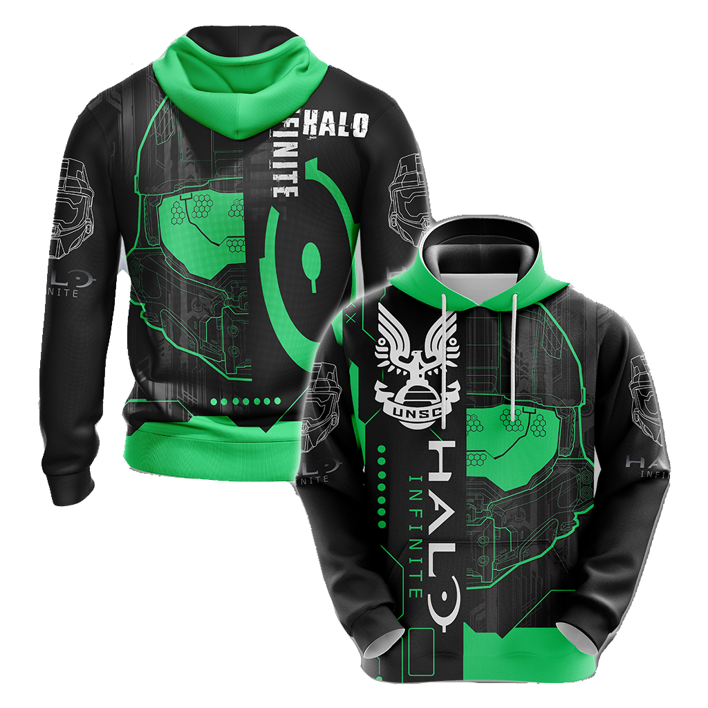 Halo Hoodie Halo Infinite UNSC Symbol T-shirt Black Green Unisex – Unifinz