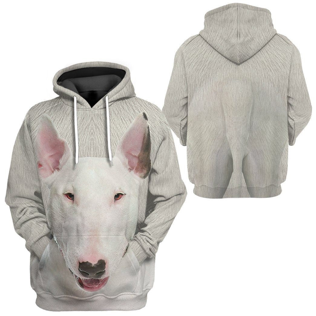 Dog Hoodie Bull Terrier Dog Front And Back T-shirt White Unisex – Unifinz