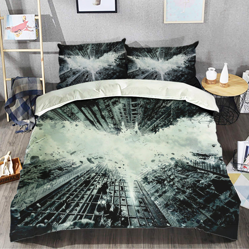 Batman Bedding Set DC Batman Logo In The City Duvet Covers Gray Unique ...