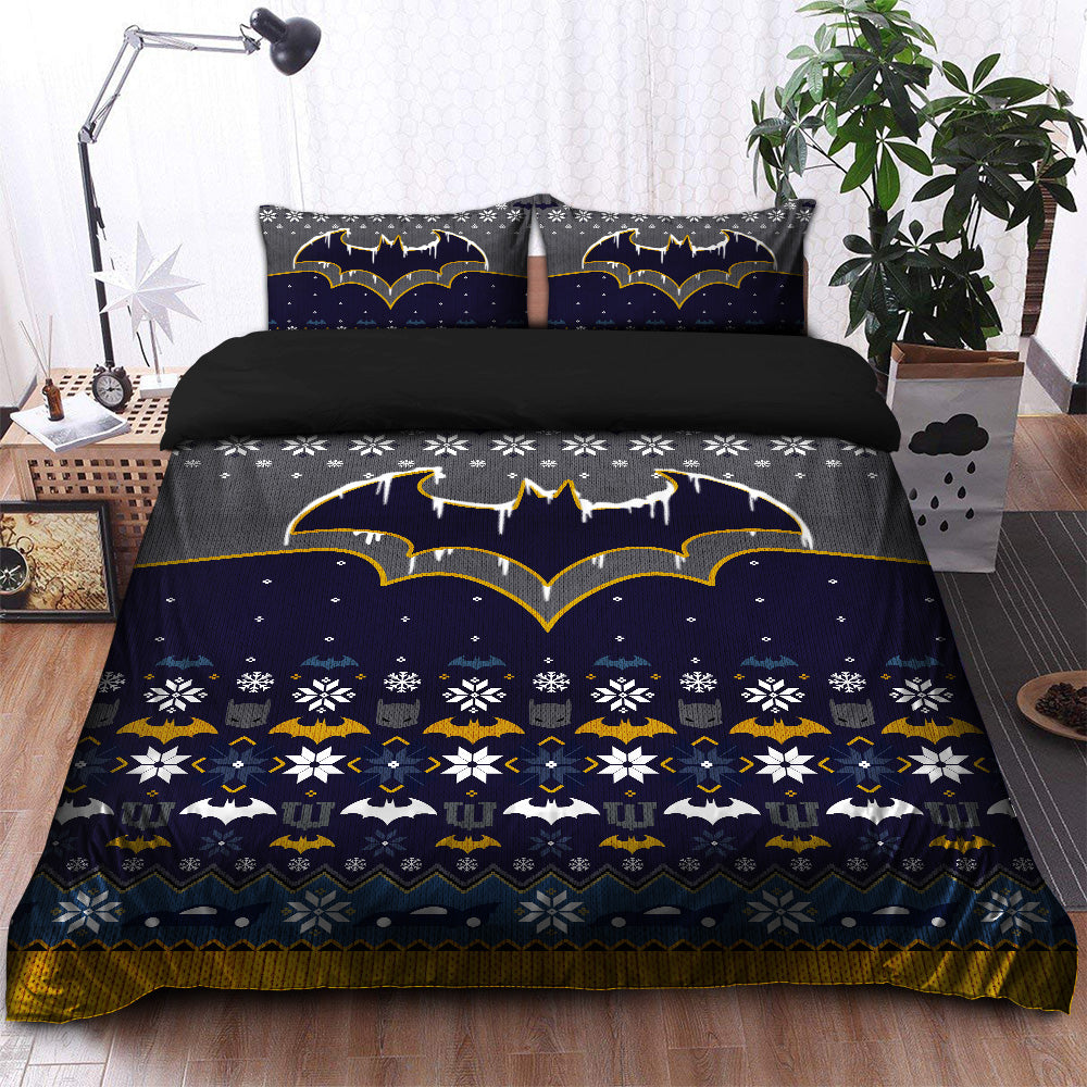Batman Bedding Set DC Batman Logo Christmas Pattern Duvet Covers Black ...
