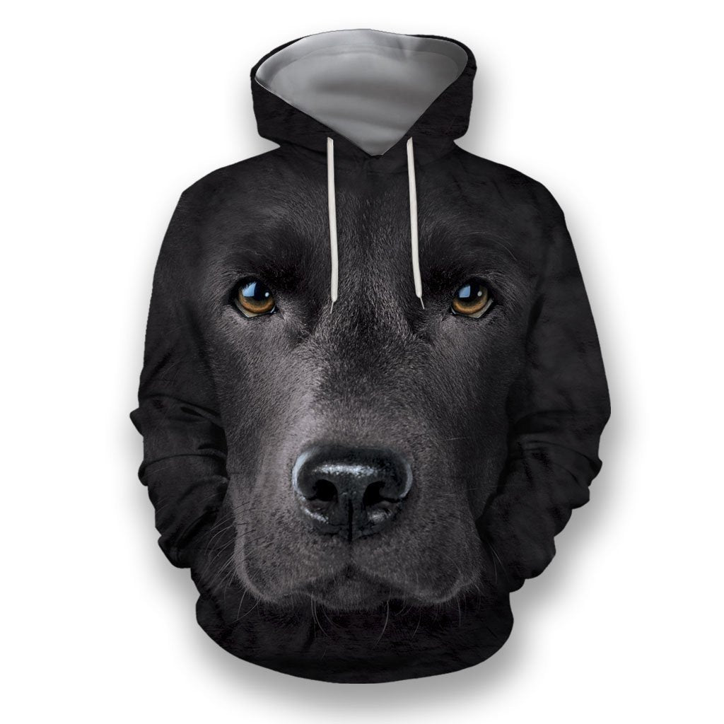 Dog Hoodie Black Labrador Face Graphic T-shirt Black Unisex – Unifinz